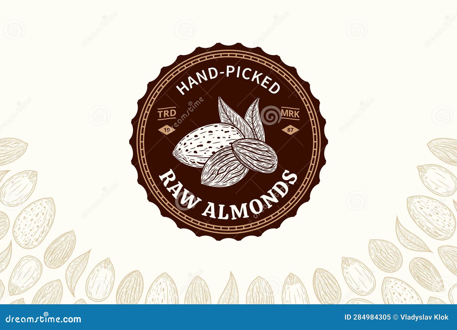 Vector almond logo stock vector. Illustration of handdrawn - 284984305