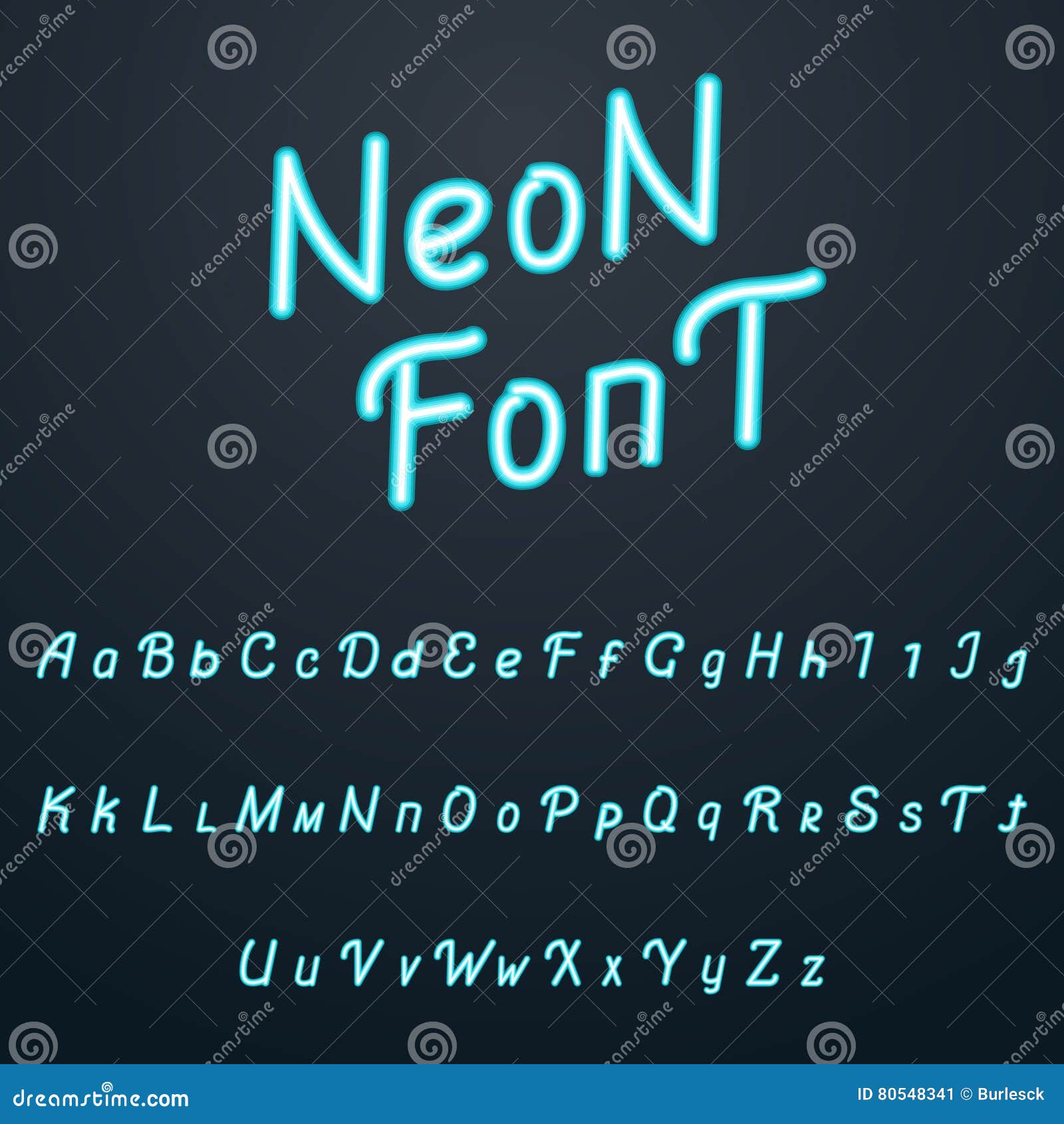 Vector Alphabet Font. Neon Tube Hand Drawn Script Letters ...
