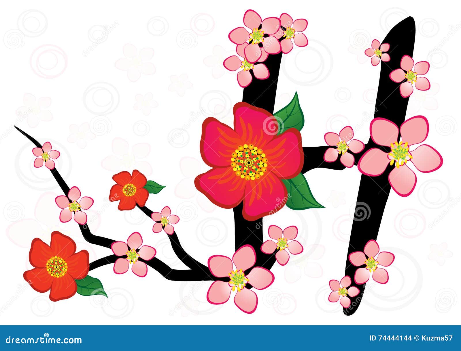 Vector Alphabet with Gentle Sakura Flowers Stock Illustration ...