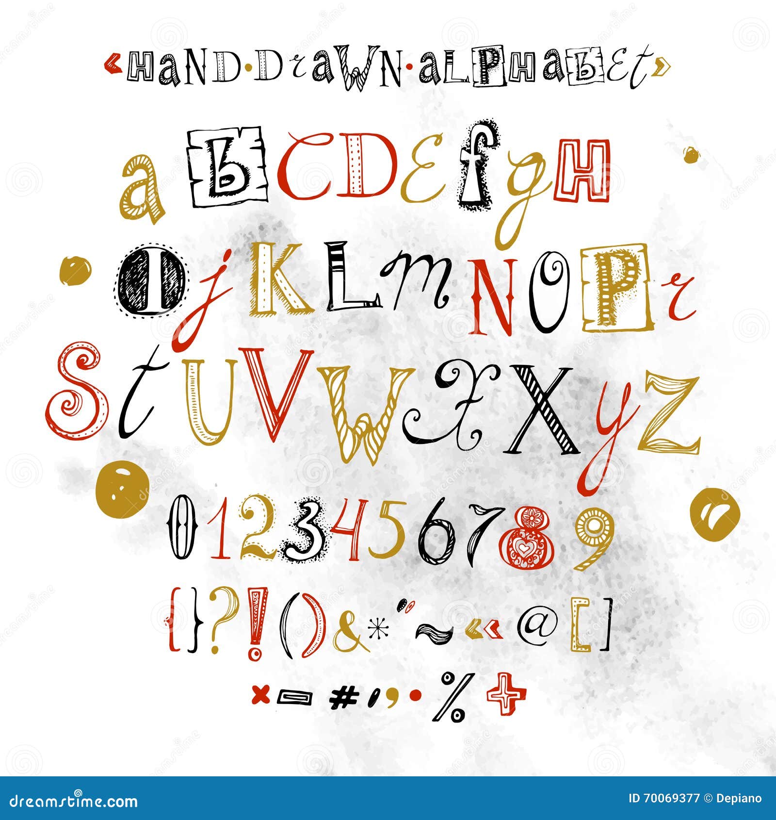 Vector Alphabet, Hand Drawn Font, Letters Illustration Stock Vector ...