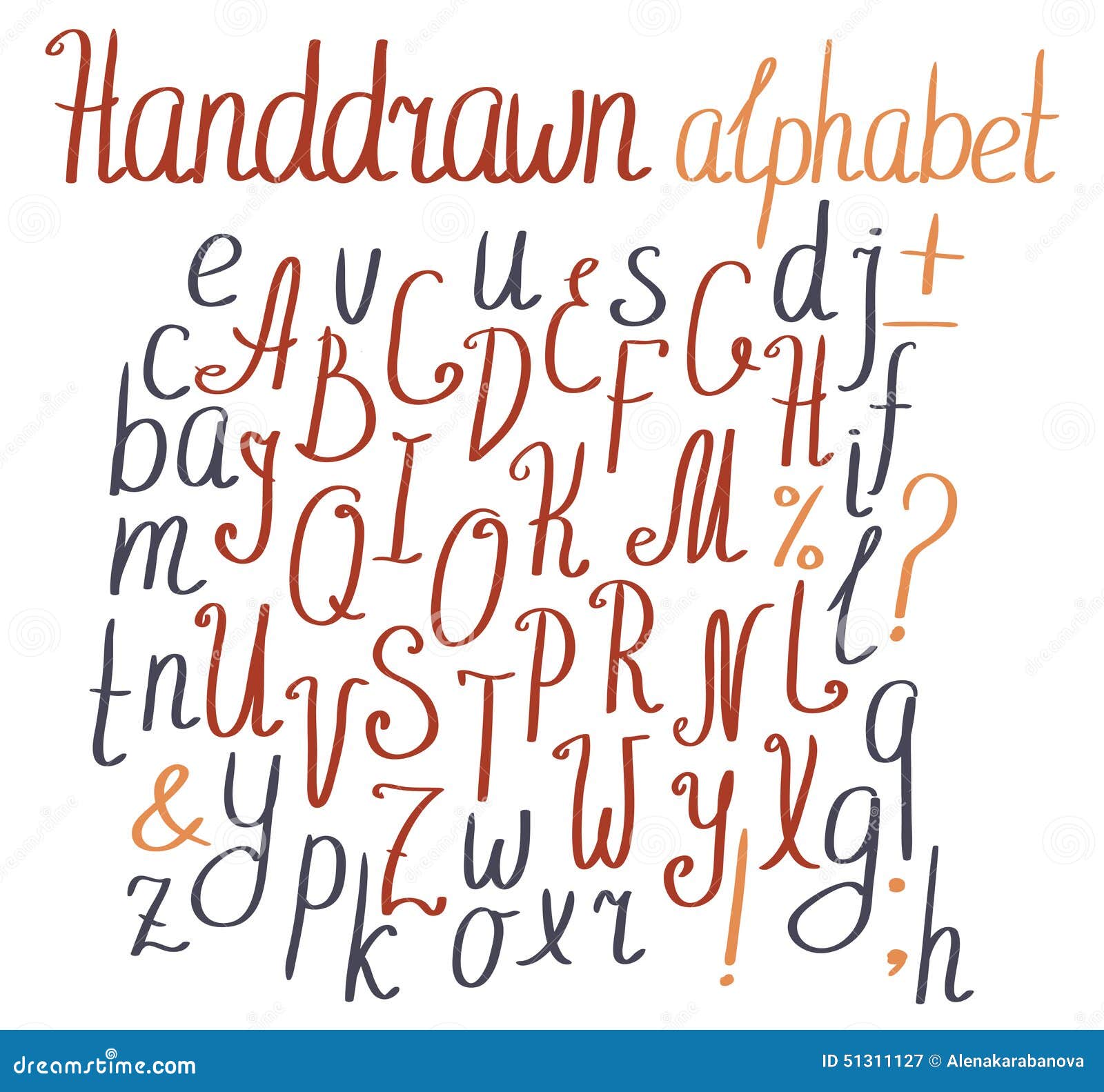 Vector Alphabet. Hand-drawn Letters. Stock Vector - Illustration of ...