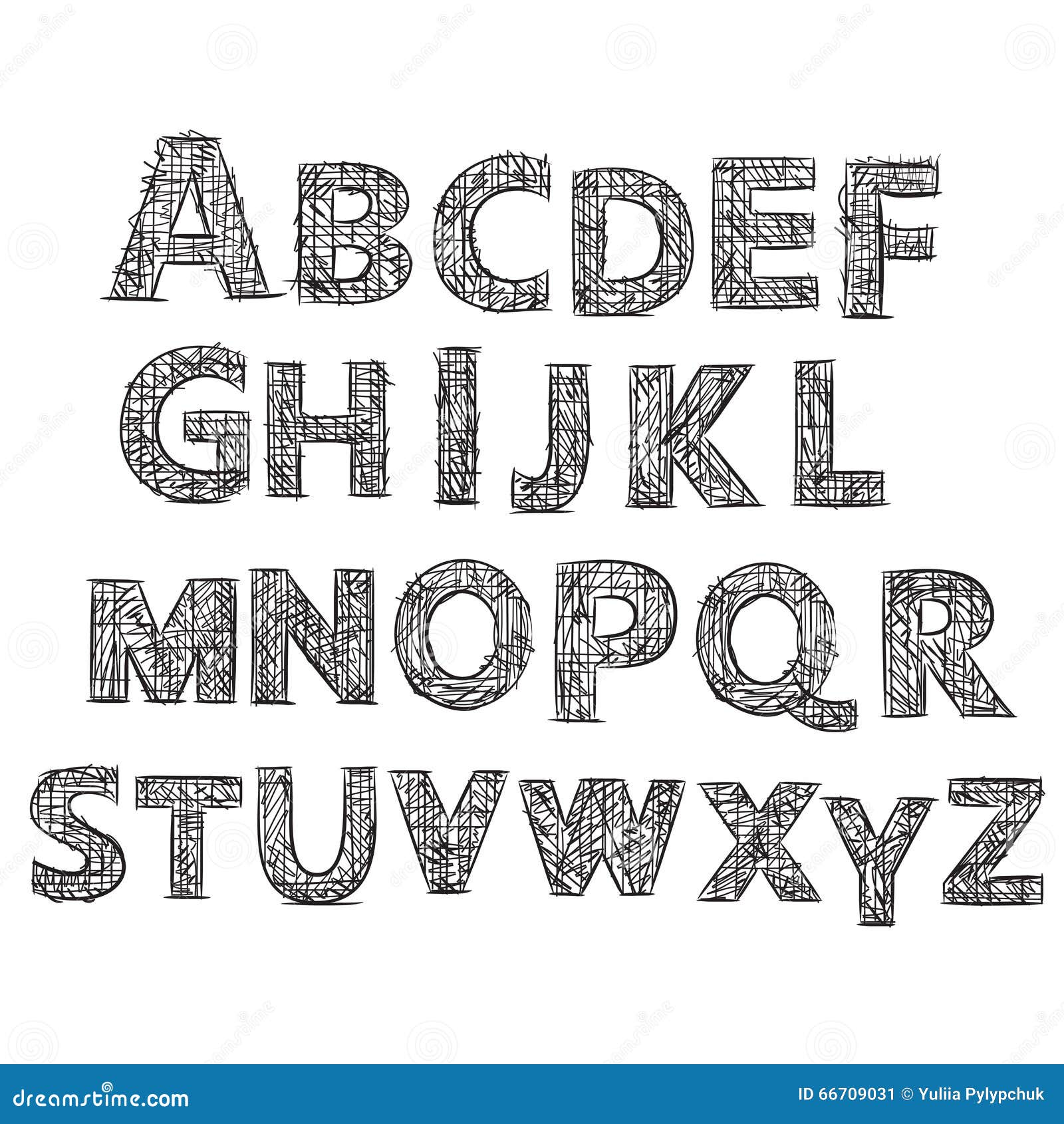 Vector Alphabet. Hand Drawn Letters Stock Vector - Illustration of ...