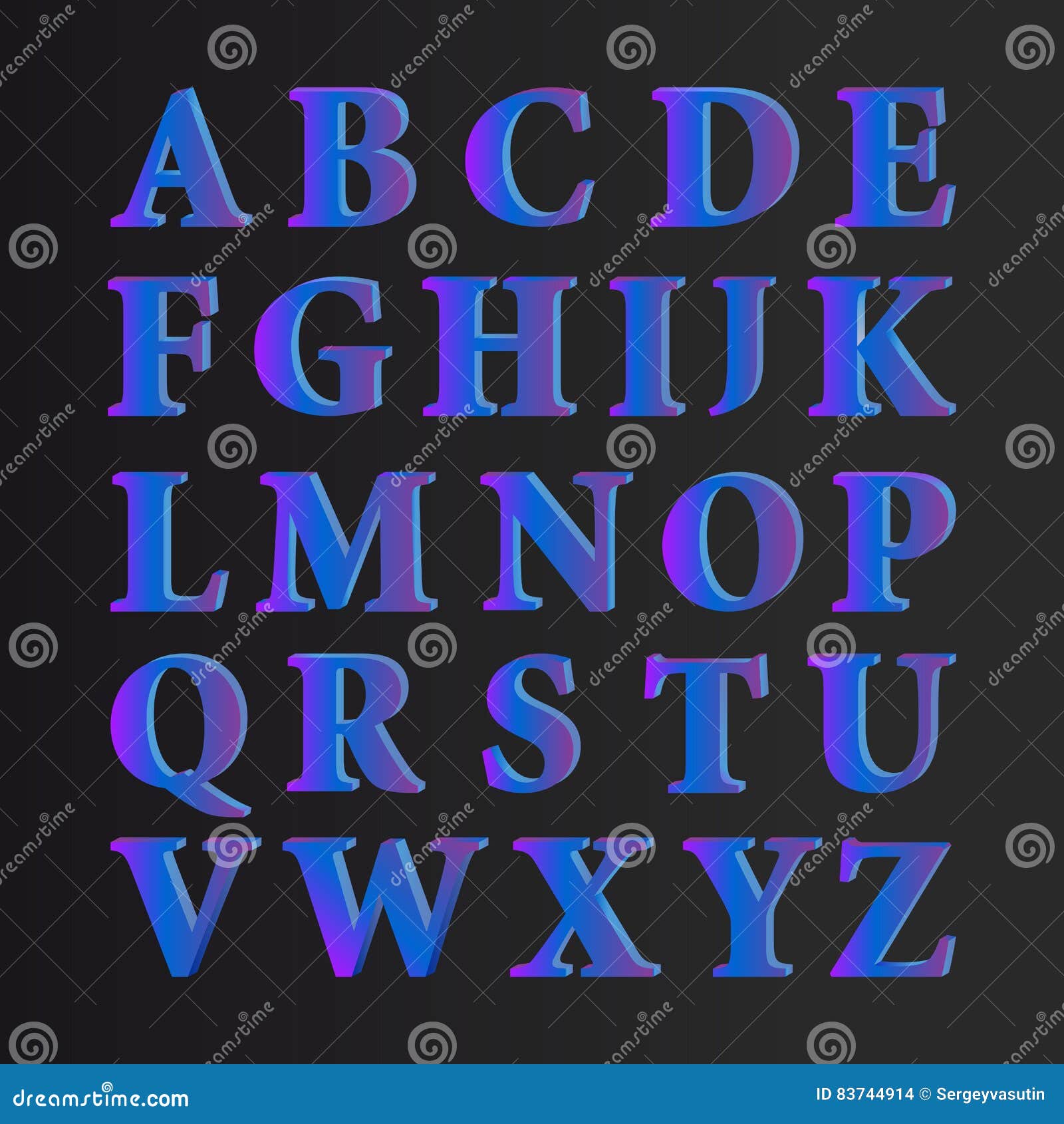 Vector Alphabet Letters on Black Stock Illustration - Illustration of ...