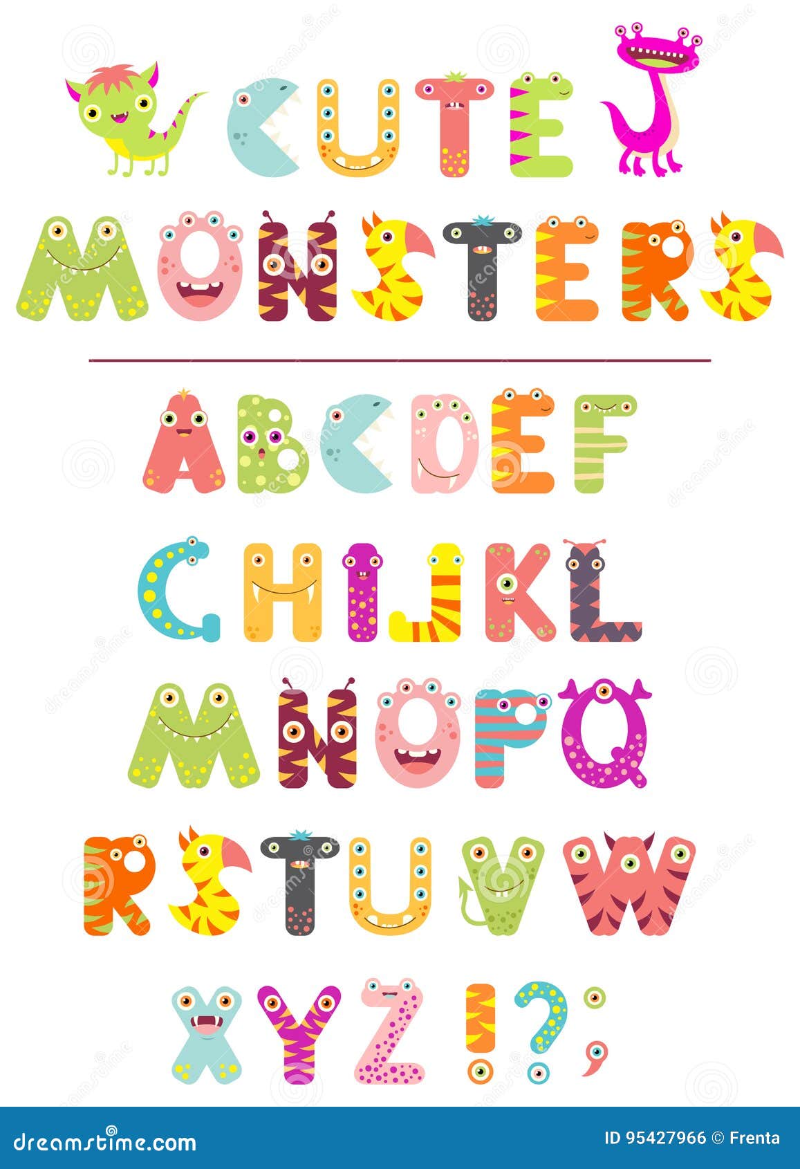 Vector Alphabet with Letters in the Form of Cute Cartoon Monster Stock ...