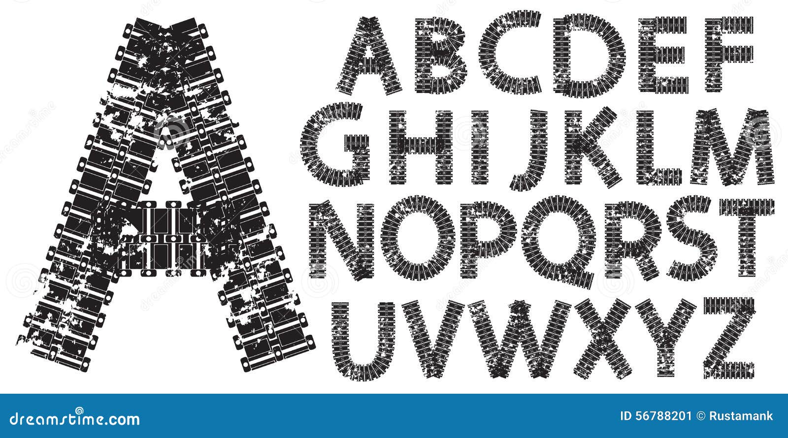 Vector Alphabet Letters Made From Tank And Tractor Tracks ...