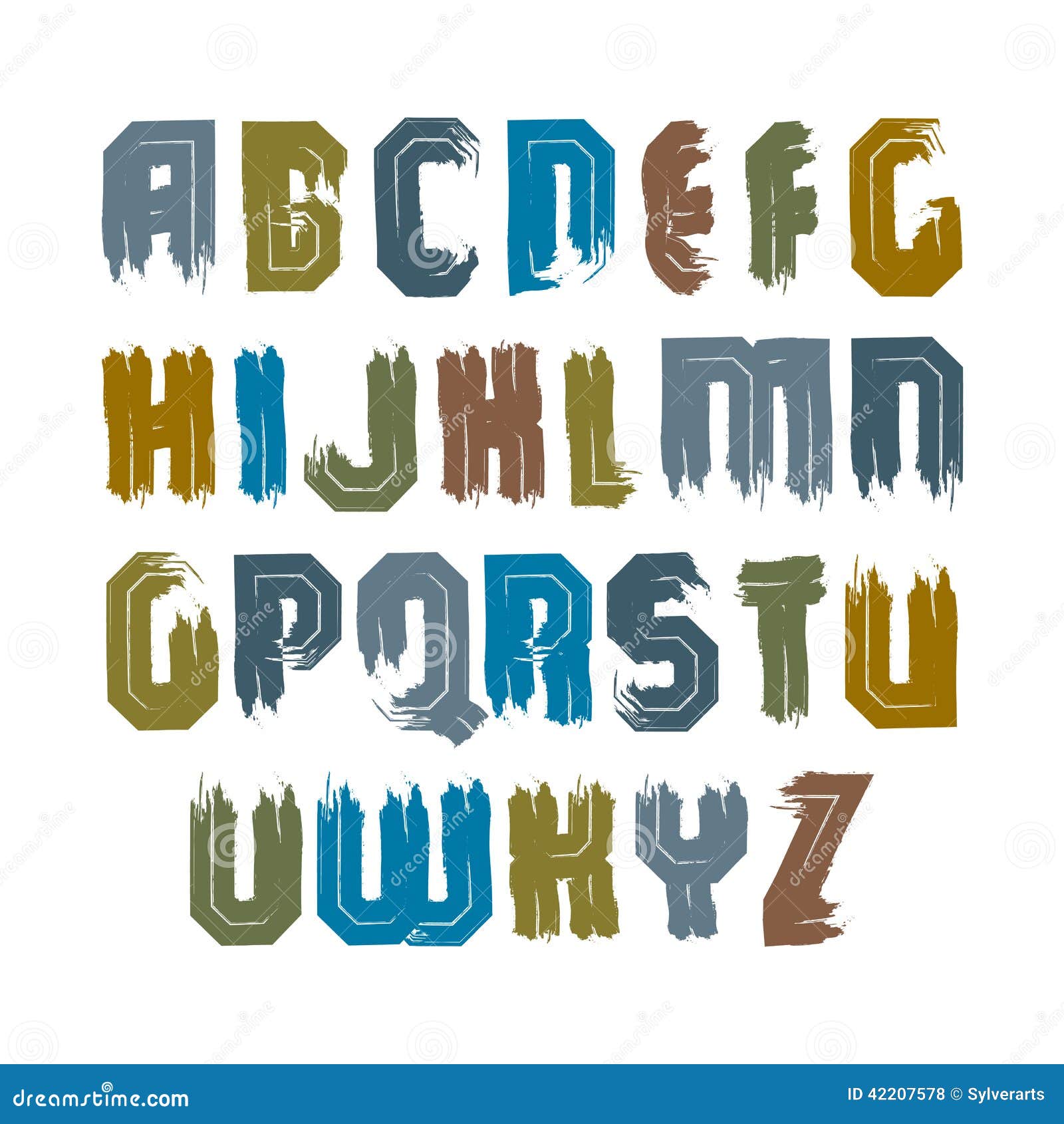 Vector Alphabet Letters Set, Hand-drawn Colorful Script, Bright Stock ...