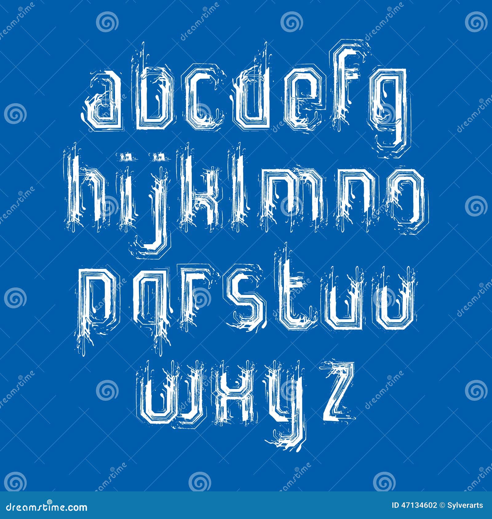 Vector Alphabet Letters Set, Hand-drawn White Script, Brushed Sm Stock ...