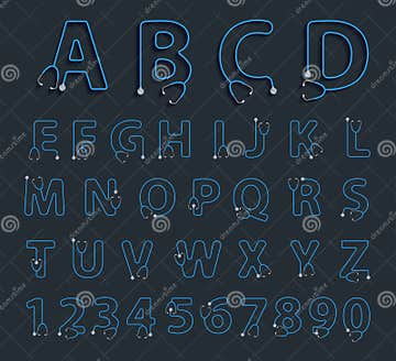 Vector Alphabet Letters in Shape of Stethoscope Stock Vector ...