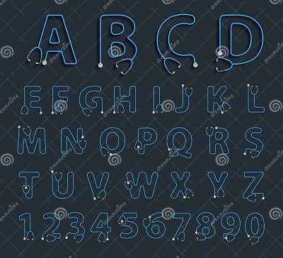 Vector Alphabet Letters in Shape of Stethoscope Stock Vector ...