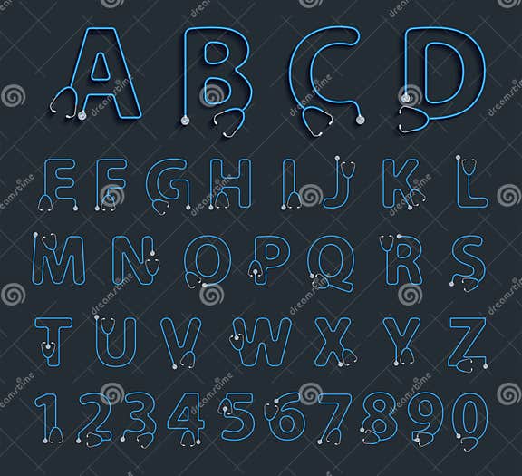 Vector Alphabet Letters in Shape of Stethoscope Stock Vector ...