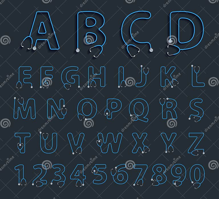 Vector Alphabet Letters in Shape of Stethoscope Stock Vector ...