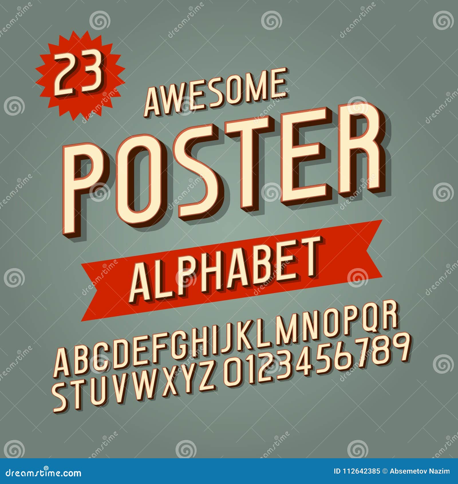 Retro Bold Alphabet Font. Vintage Handwritten Letters And Numbers ...