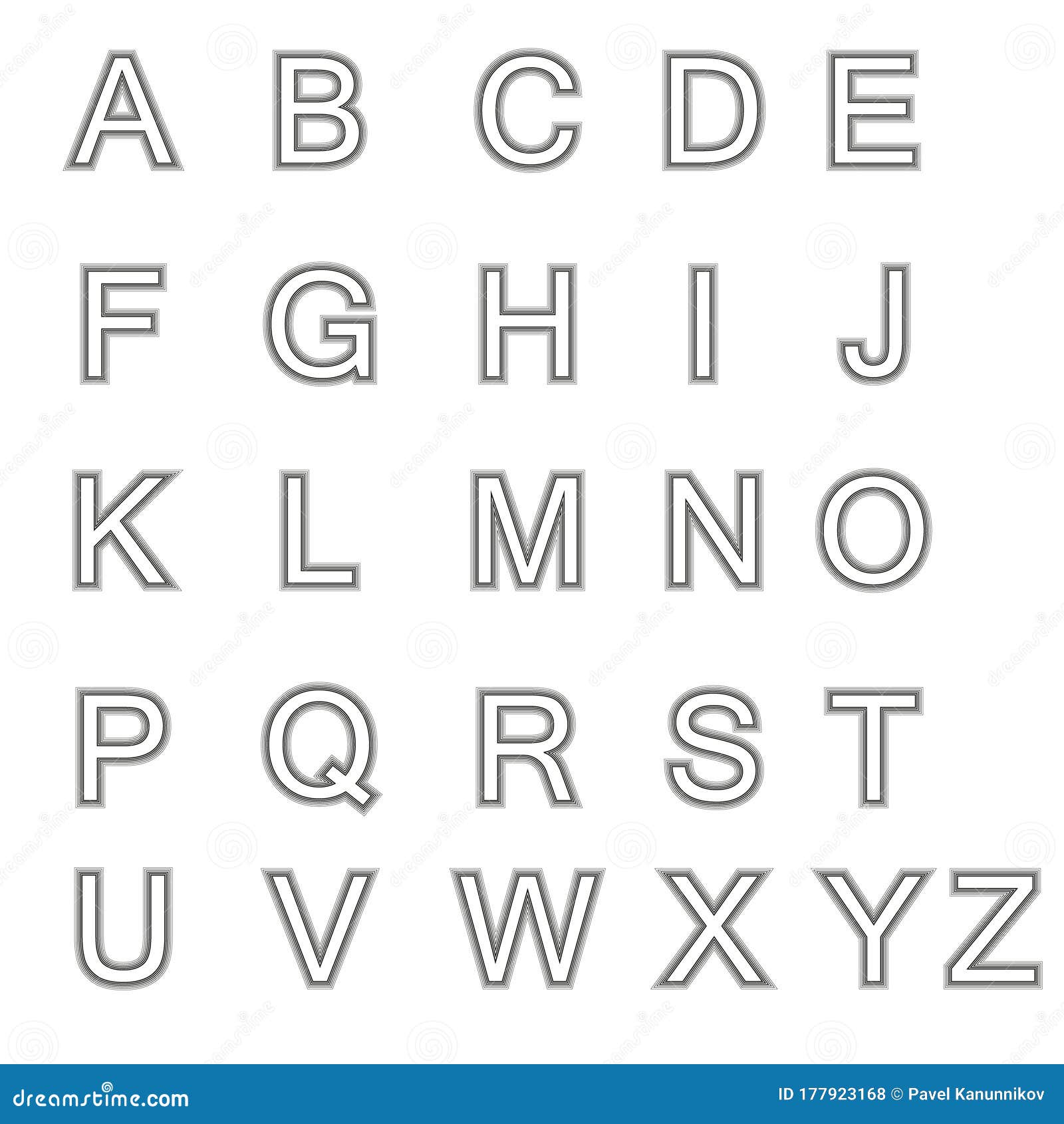 Vector Alphabet Set. Double Font Stock Vector - Illustration of line ...