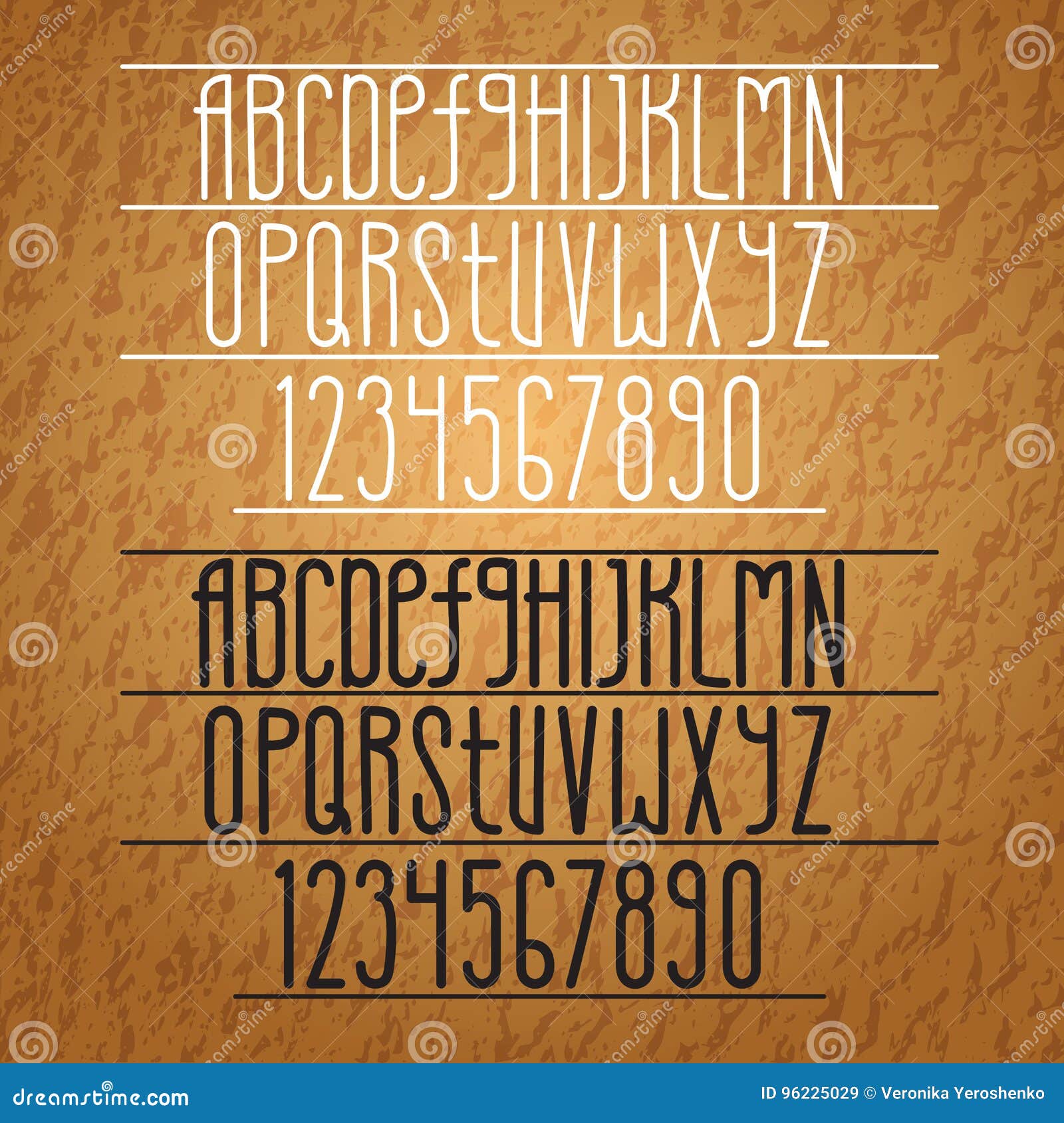 Vector Alphabet. Slim Letters and Numbers. Stock Vector - Illustration ...