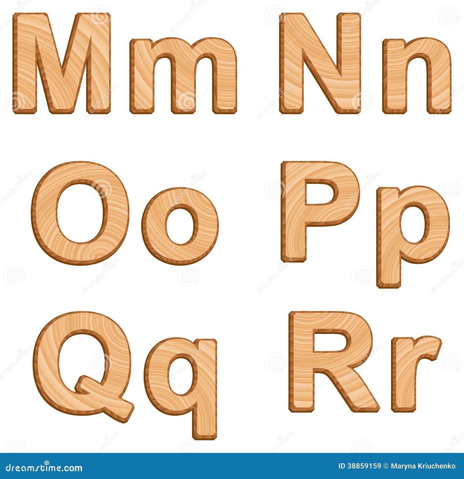 Vector Alphabet with Texture of Wood Stock Illustration - Illustration ...