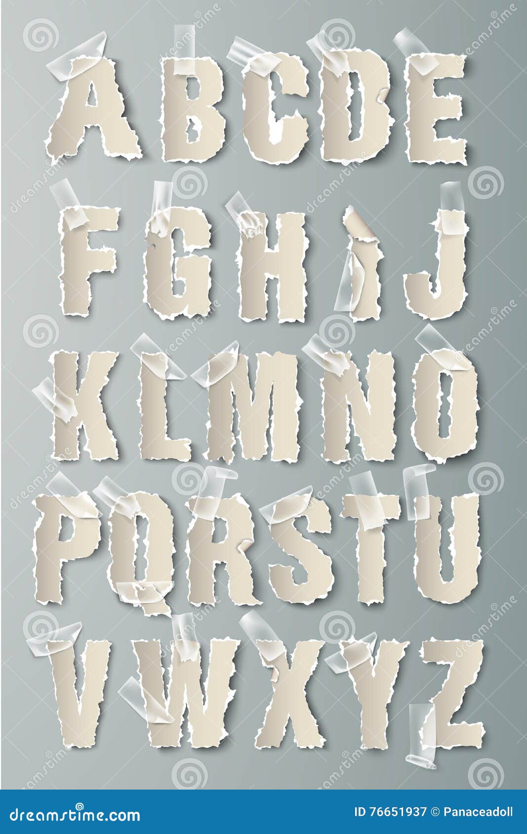 Vector Alphabet Torn Paper With Transparent Tape Royalty-Free Stock ...