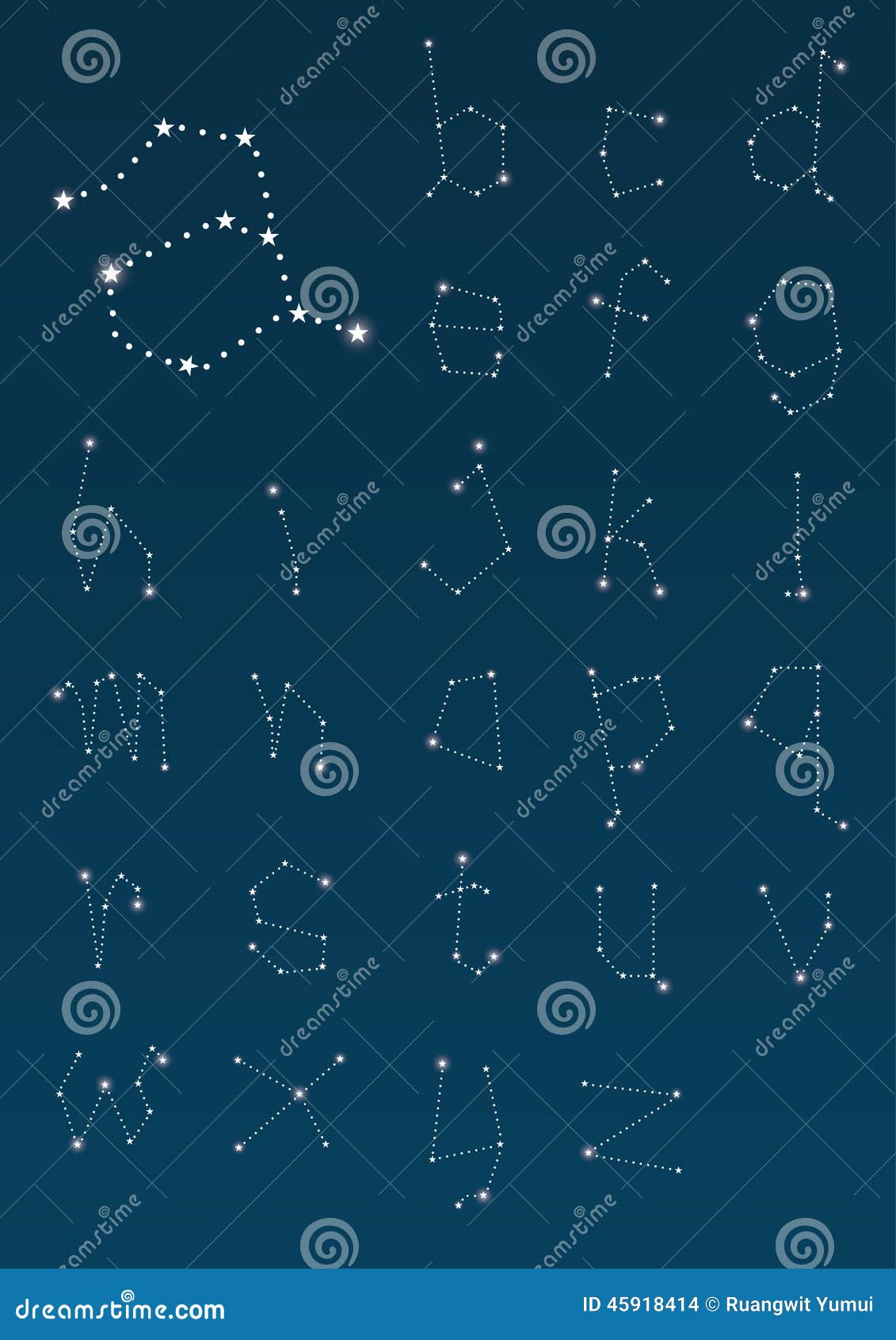 Vector Of Alphabets In Constellations And Star Shape. | CartoonDealer ... Vector Of Alphabets In Constellations And Star Shape. | CartoonDealer ...