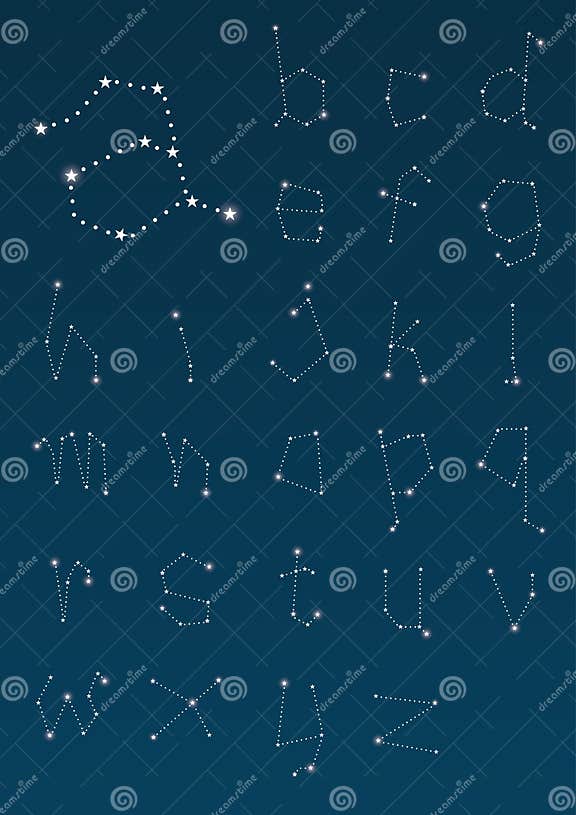 Vector of Alphabets in Constellations and Star Shape. Stock Vector ...