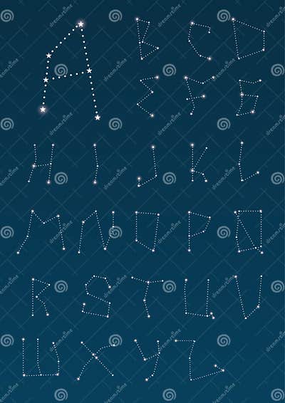 Vector of Alphabets in Constellations and Star Shape. Stock Vector ...