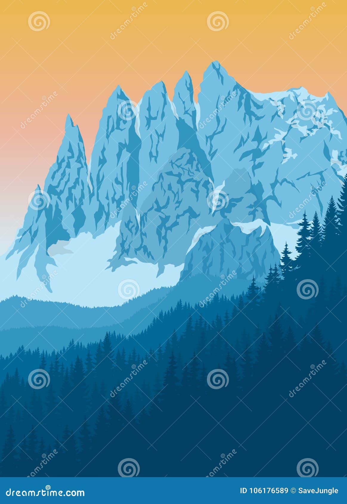 Vector Alps Mountains Background with Blue Rocks Stock Vector ...