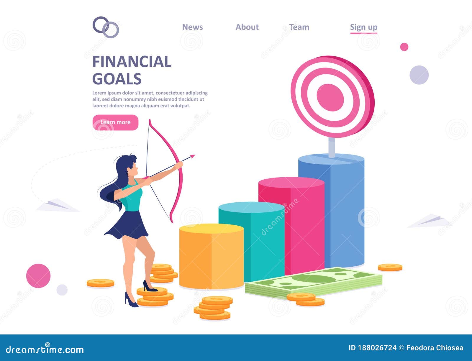 Vector of an Ambitious Woman Aiming at Financial Success Stock Vector ...