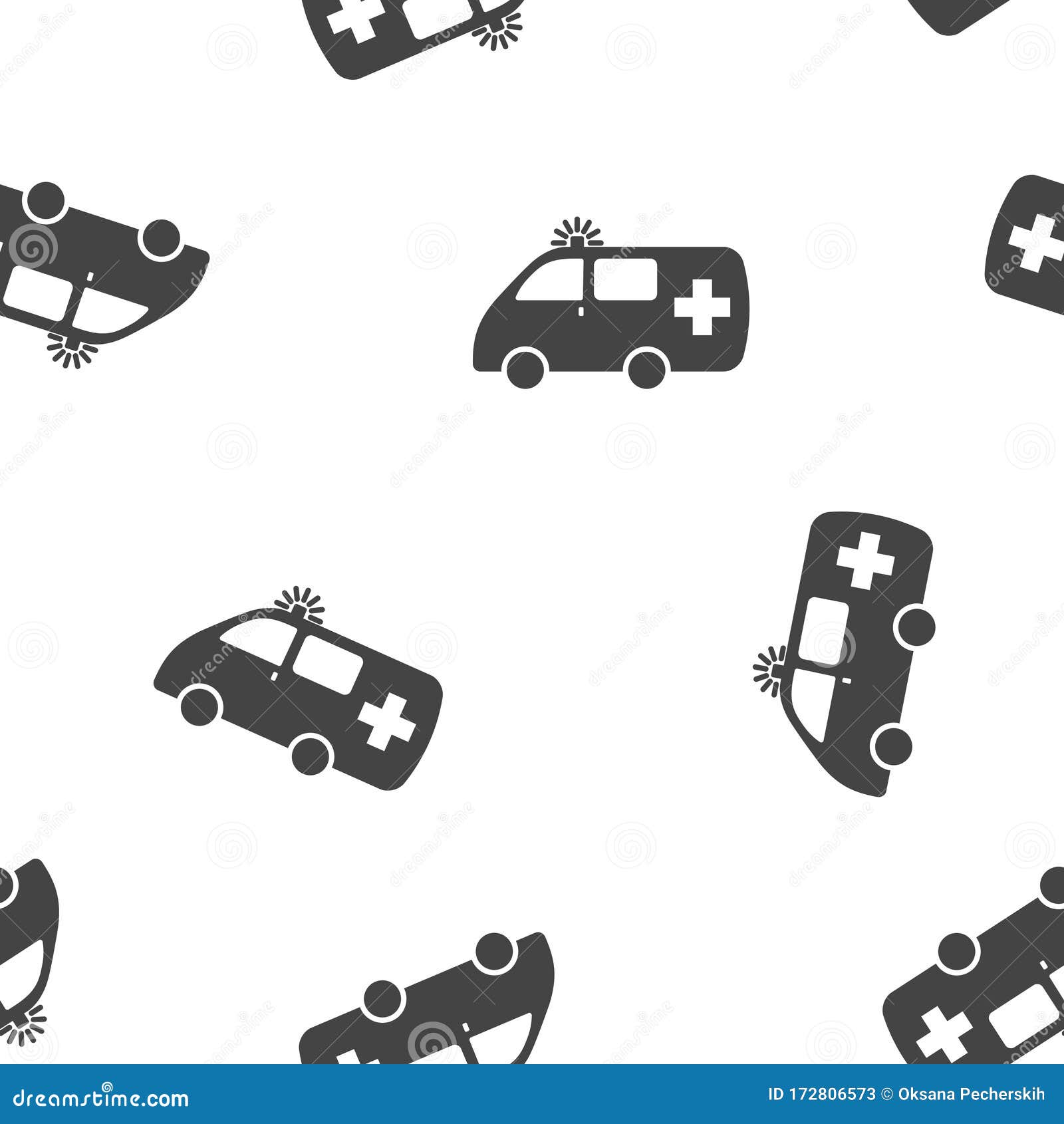Vector Ambulance Icon Seamless Pattern on a White Background Stock ...