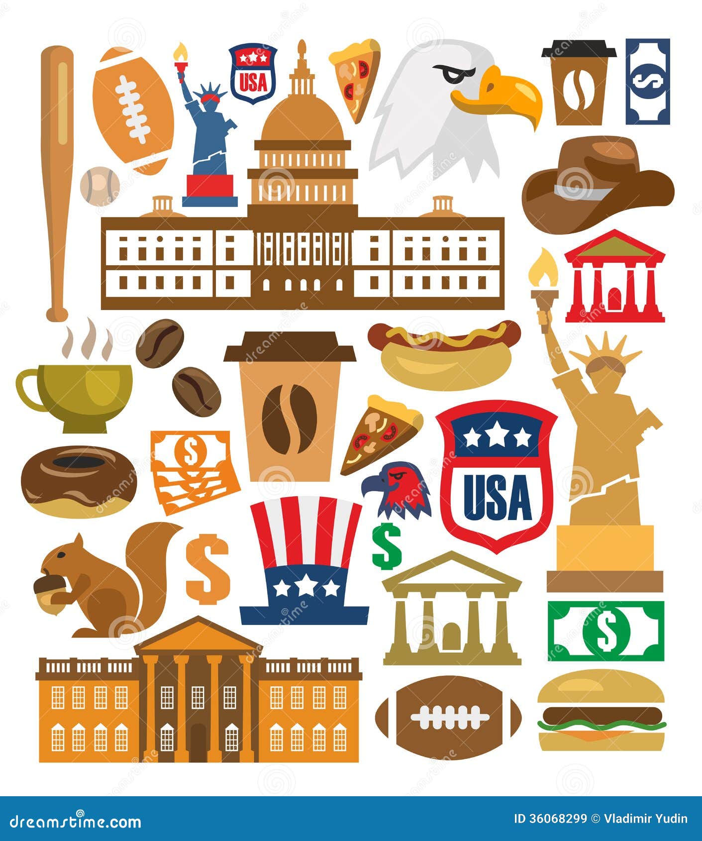 Vector america icons set stock vector. Illustration of urban - 36068299