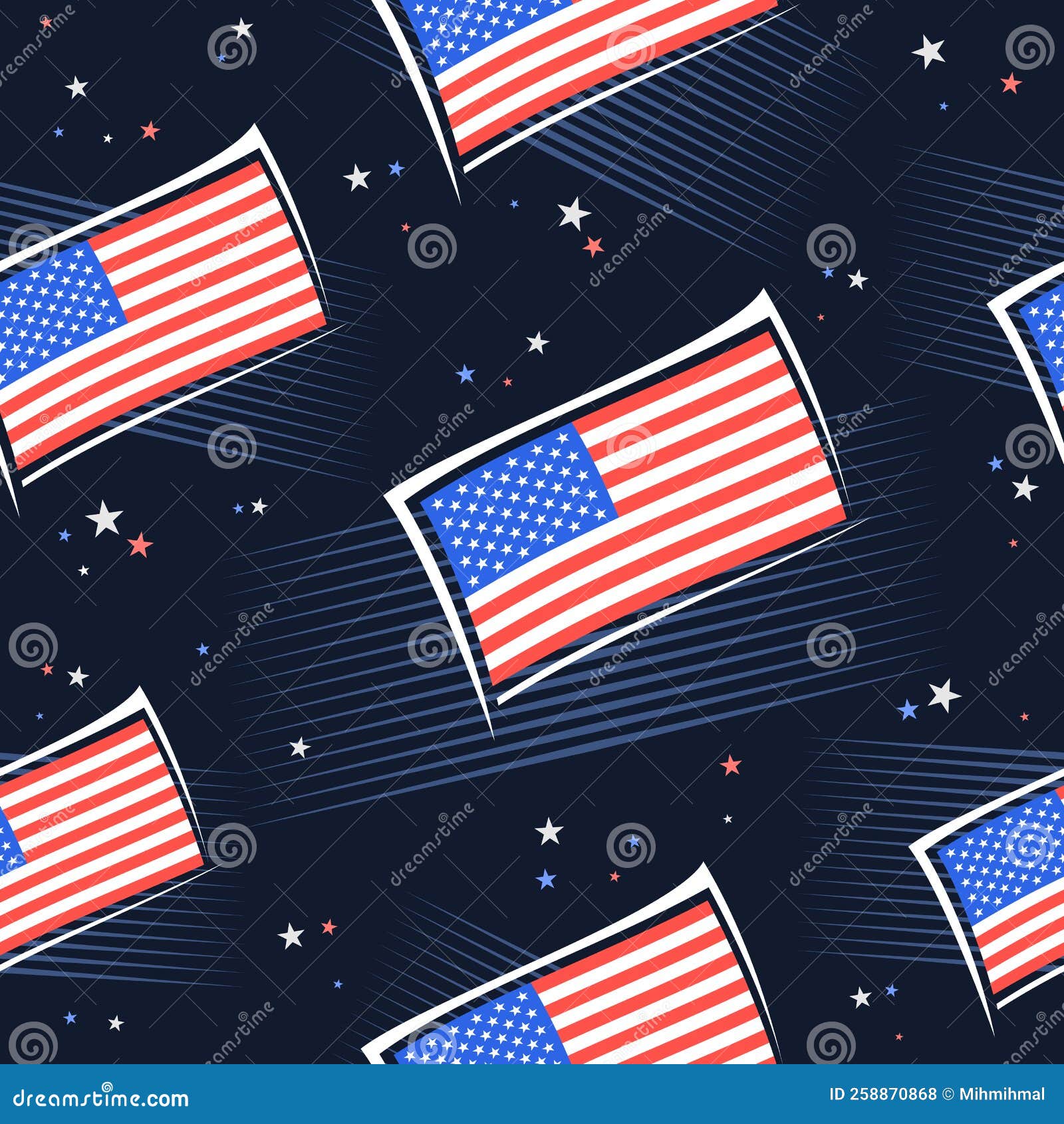Vector American Flags Seamless Pattern Stock Vector - Illustration of ...
