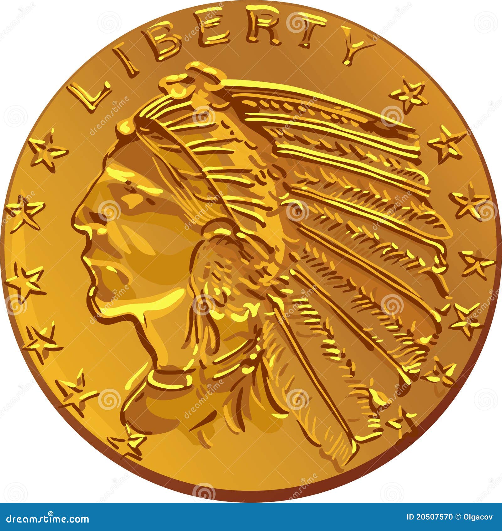 Vector American Gold Coin Dollar Stock Vector - Illustration of states ...