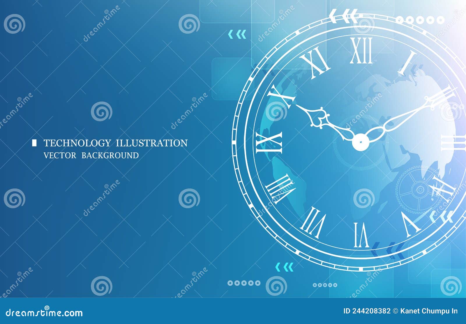 Vector Analog Technology Clock Blue Backgrounds.time Forward Concept ...