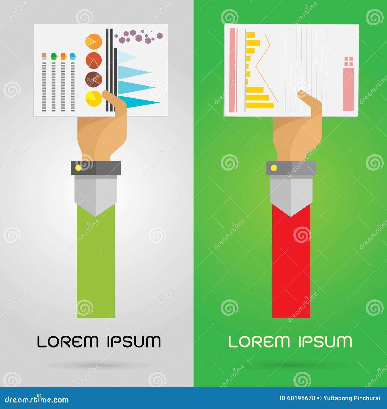 Vector Analysis Set Hand Arm Paper Graph Business Communications Pro ...