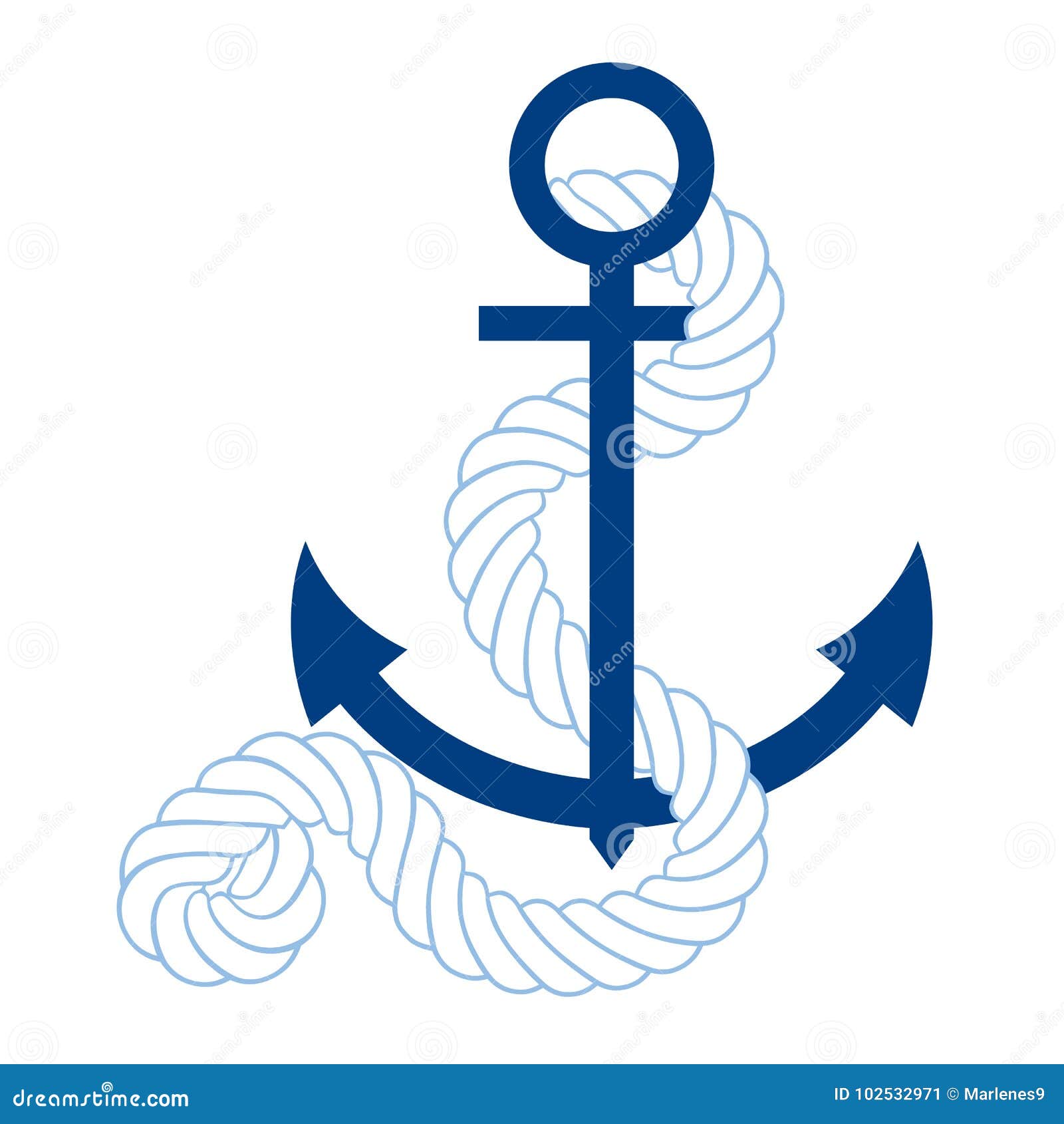 Vector Anchor with Rope stock vector. Illustration of retro - 102532971