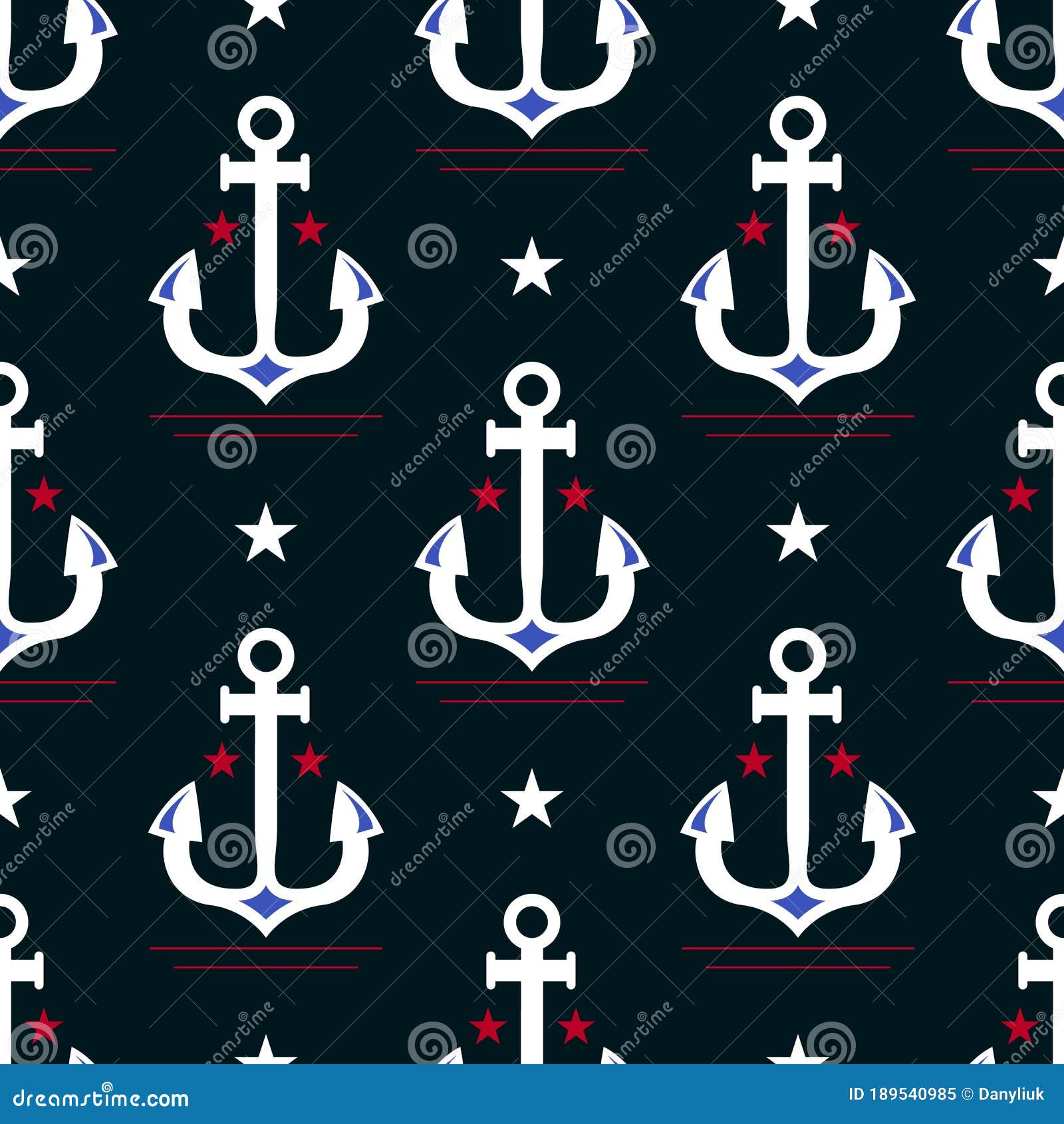 Vector Anchor Seamless Pattern Stock Vector - Illustration of nautical ...