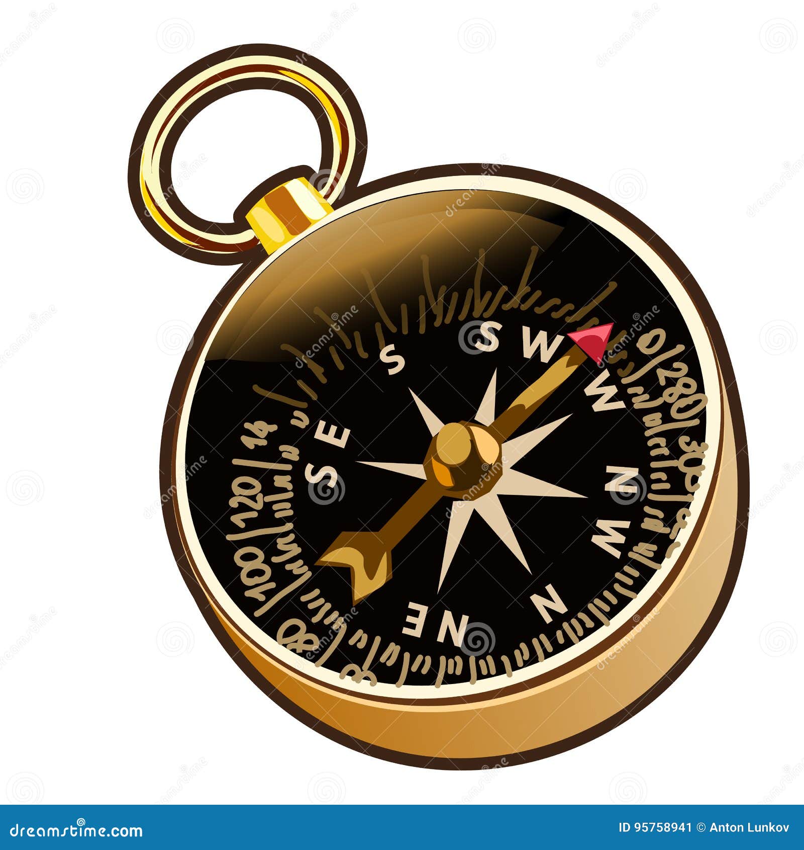 Vector Ancient Compass in Cartoon Style Stock Vector - Illustration of ...