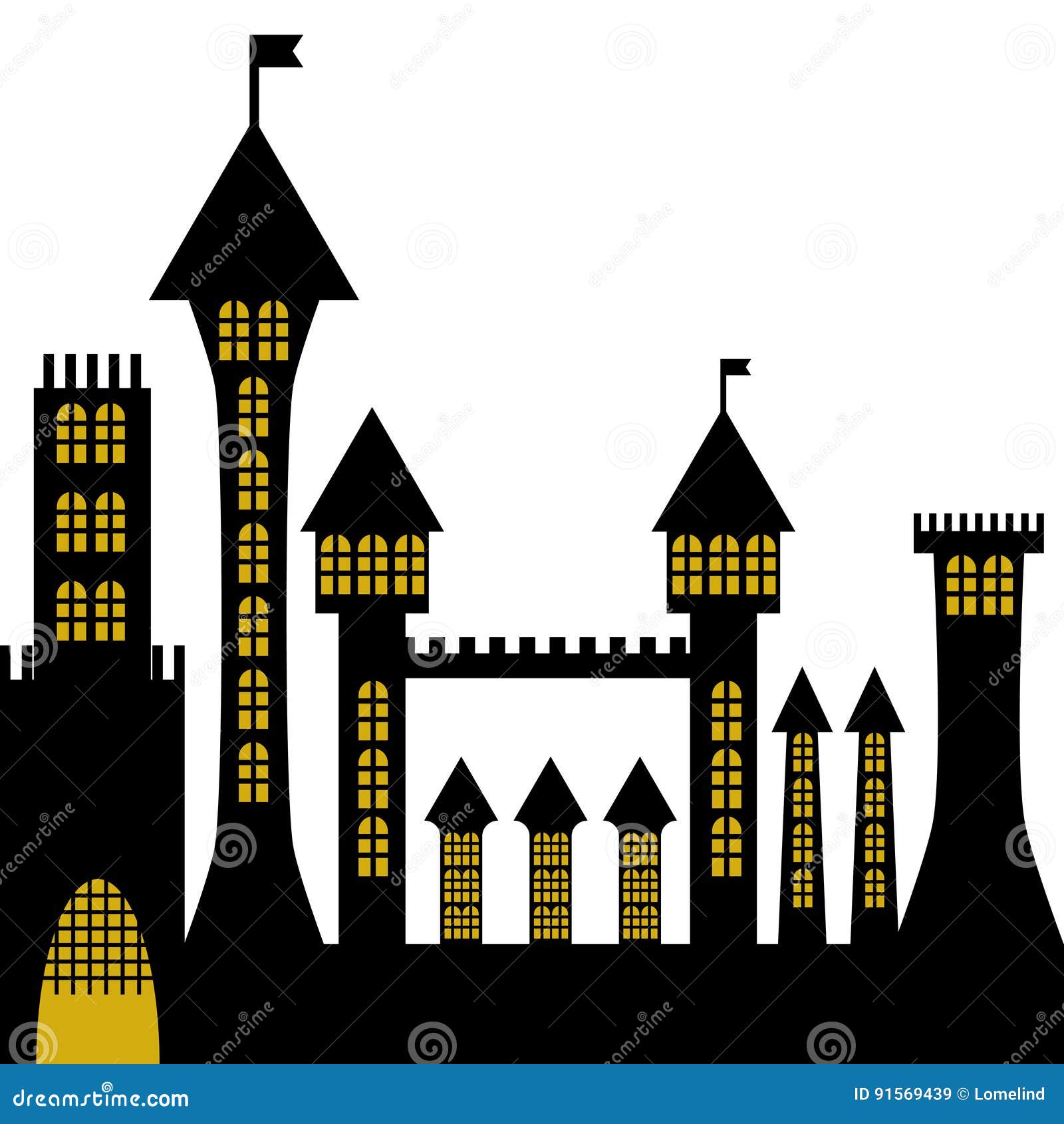 Vector Ancient Gothic Castle Black Silhouette Stock Illustration ...