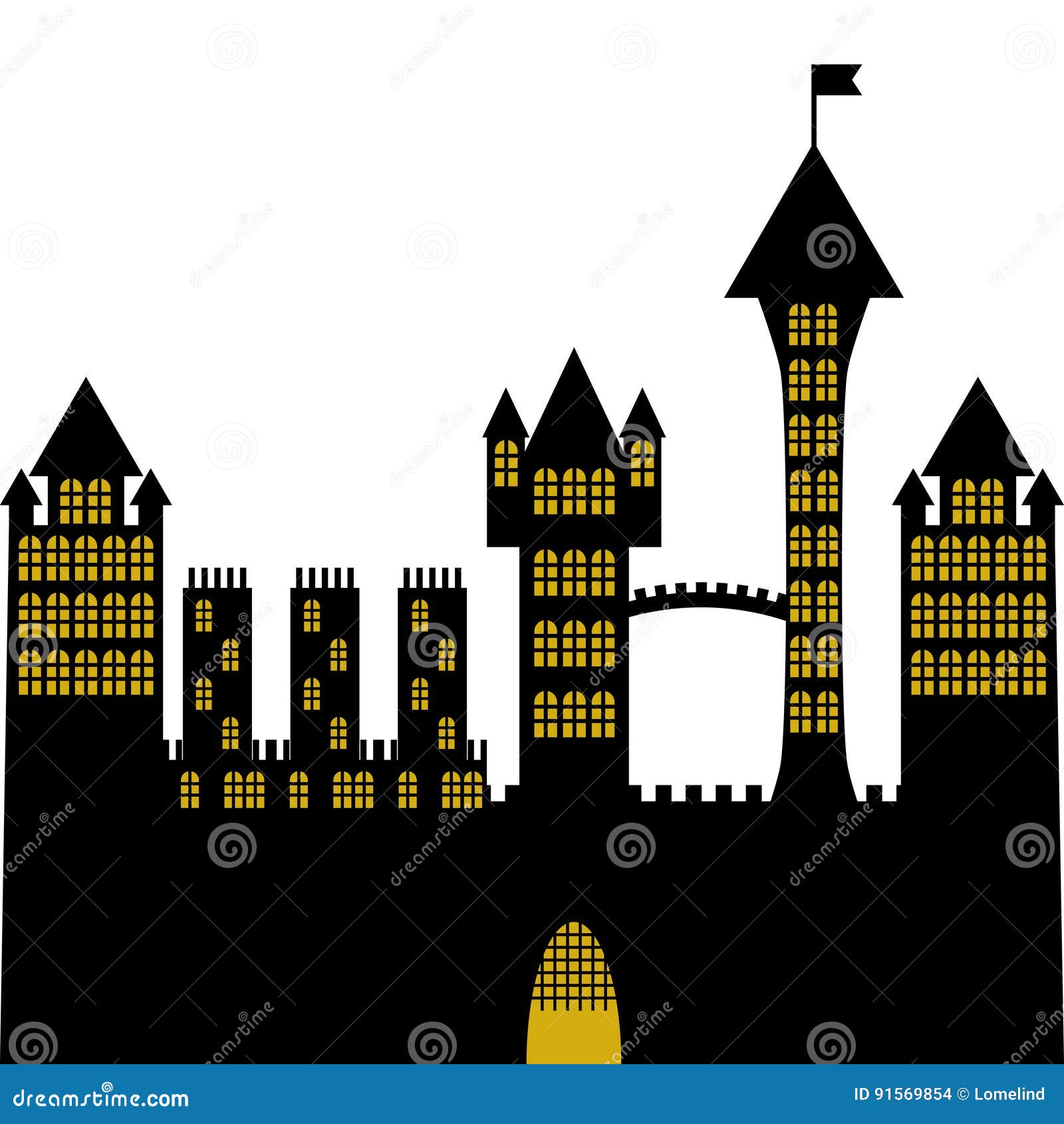 Vector Ancient Gothic Castle Black Silhouette Stock Illustration ...