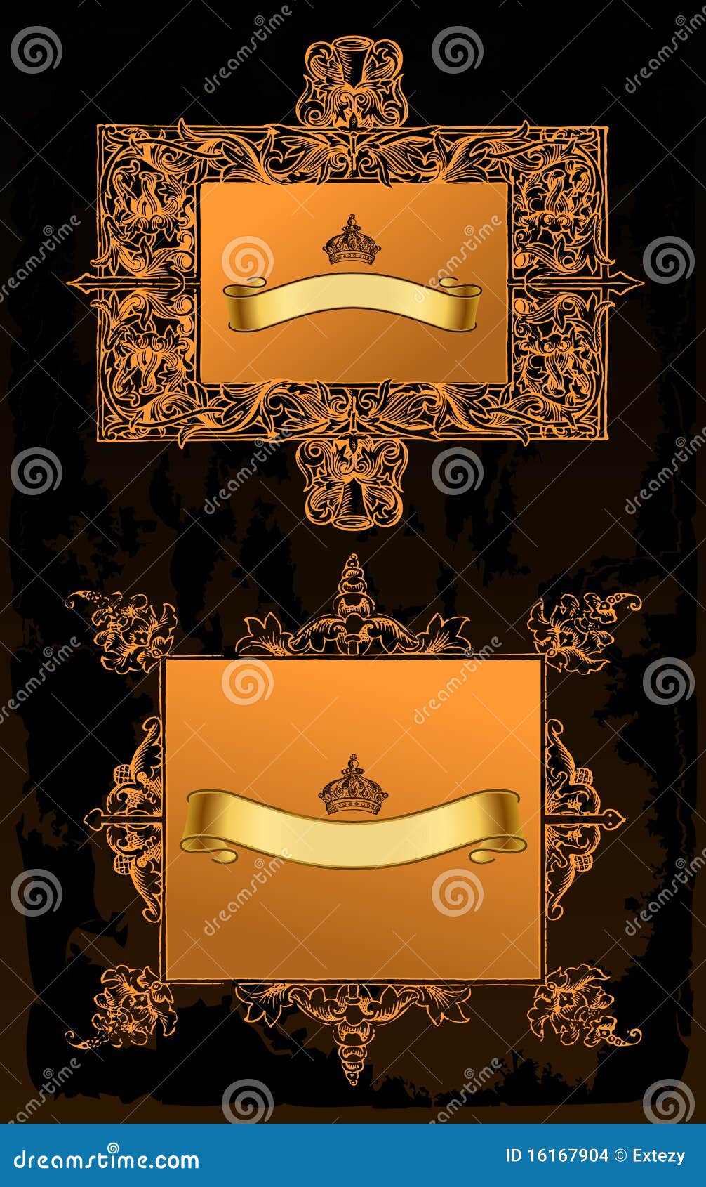 Vector Ancient Set. Gold Decorative Frames Stock Vector - Illustration ...