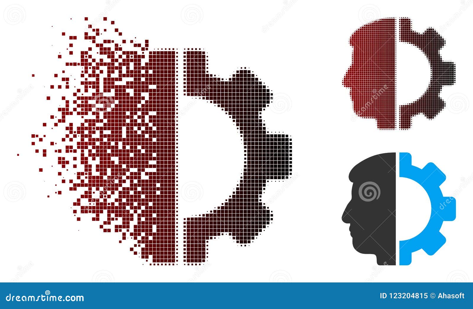 Dissolved Pixel Halftone Android Head Icon Stock Vector - Illustration ...