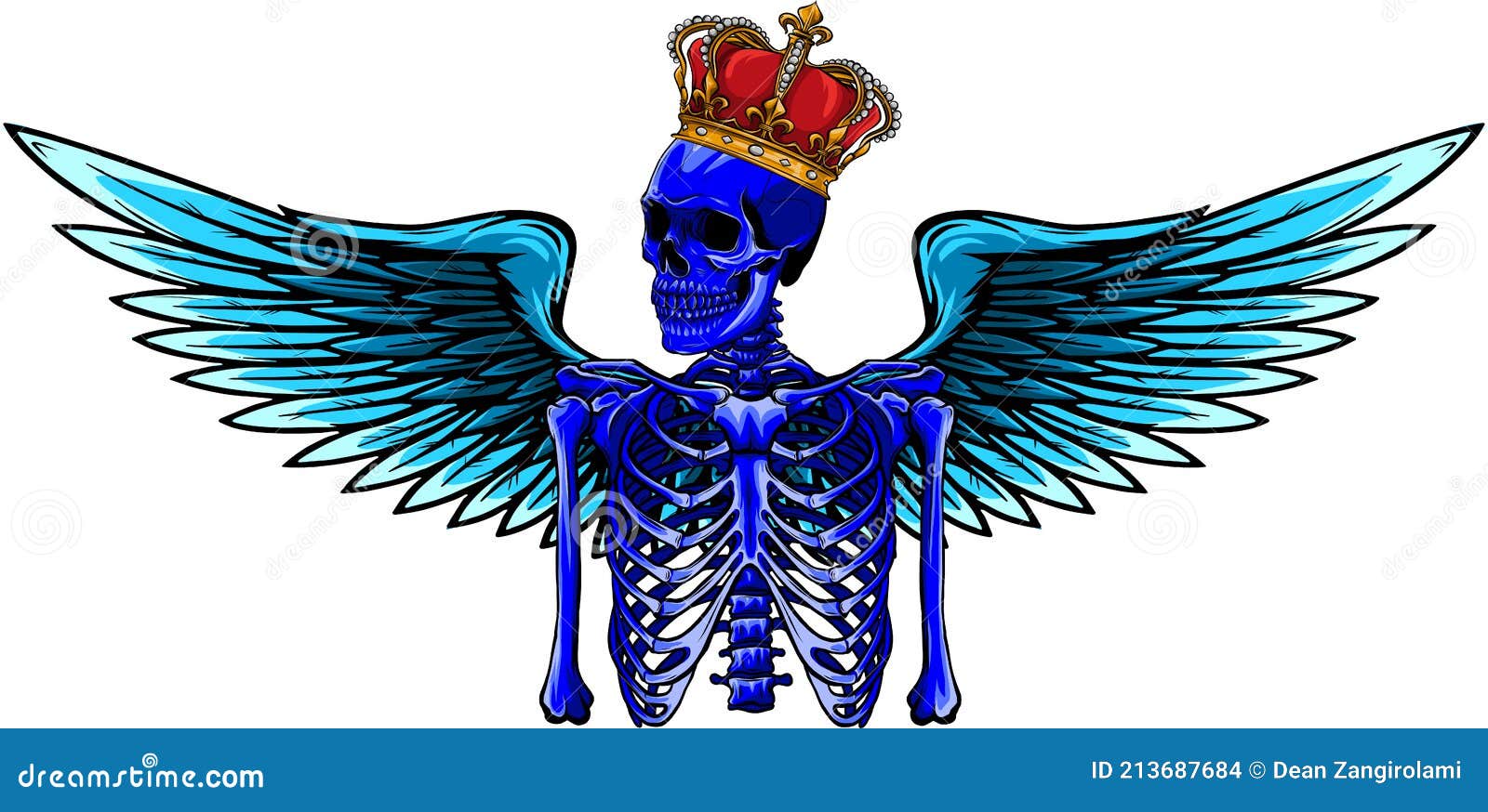Vector Angel Skeleton with Wing and Crown Stock Vector - Illustration ...