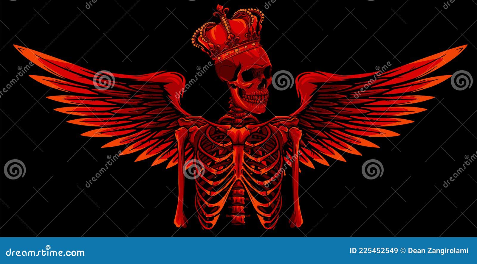 Vector Angel Skeleton with Wing and Crown Stock Vector - Illustration ...