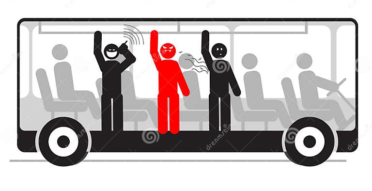 Vector Angry Passenger in Bus Full of People Stock Vector ...