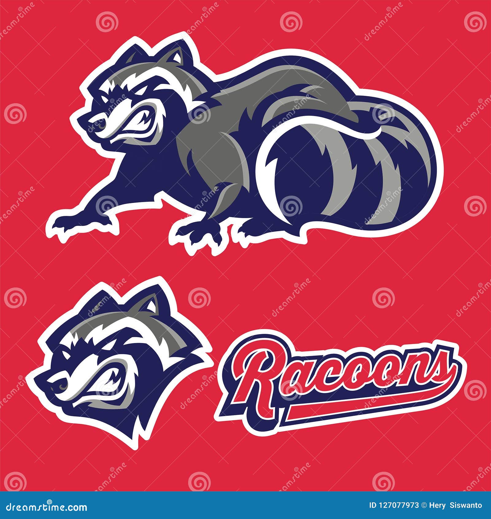 Angry racoon mascot set stock vector. Illustration of icon - 127077973
