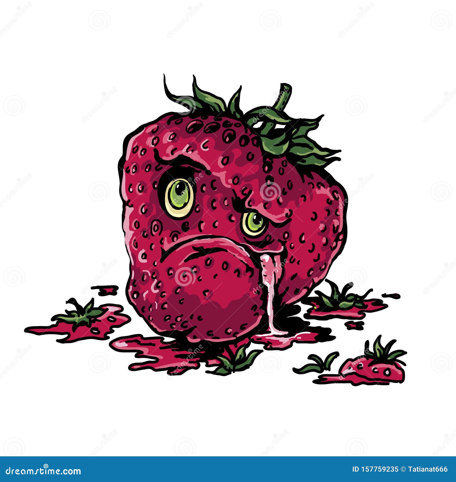 Vector Angry Strawberry Funny Character Stock Vector - Illustration of ...