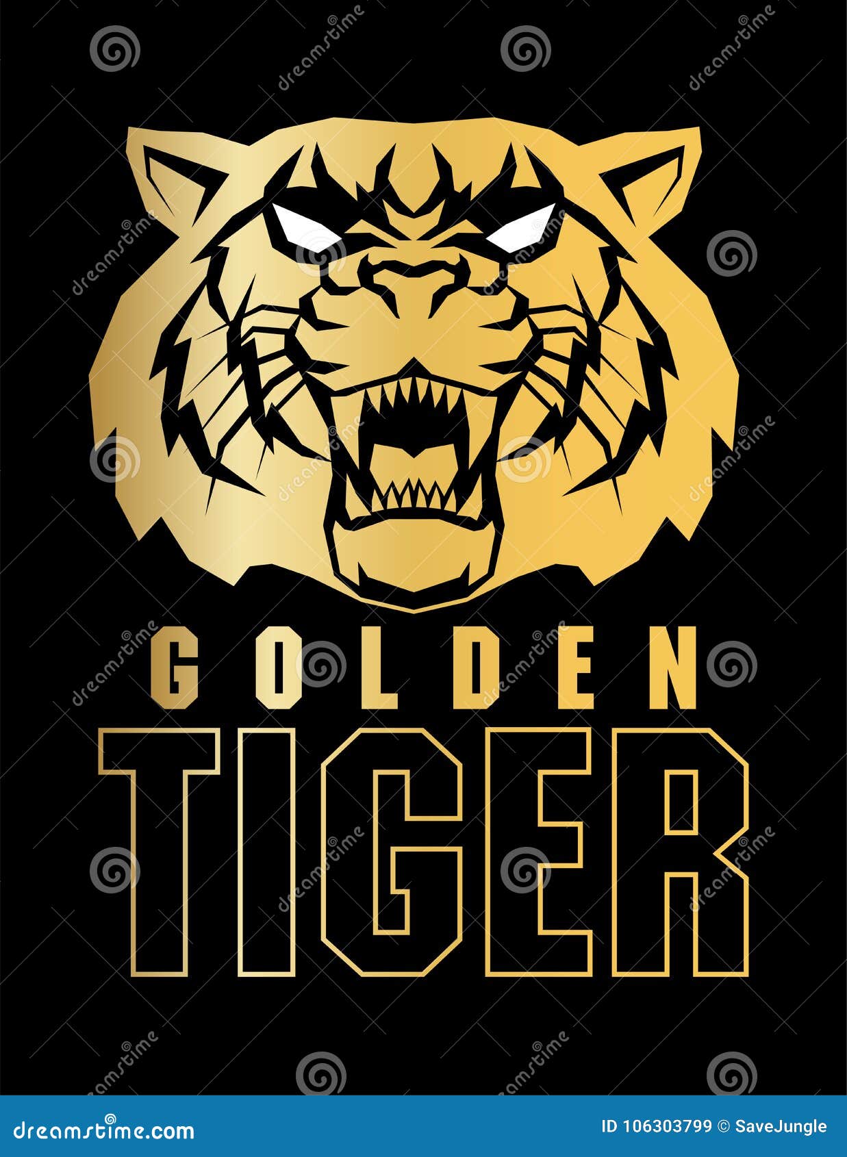 Vector Angry Tiger Face Logo Label Stock Vector - Illustration of ...