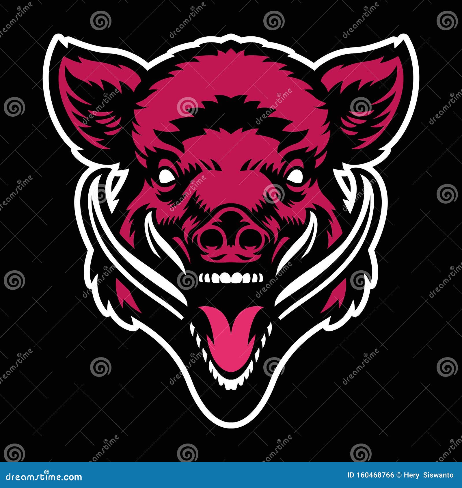 Angry Wild Boar Head Front View Continuous Line Drawing Vector ...