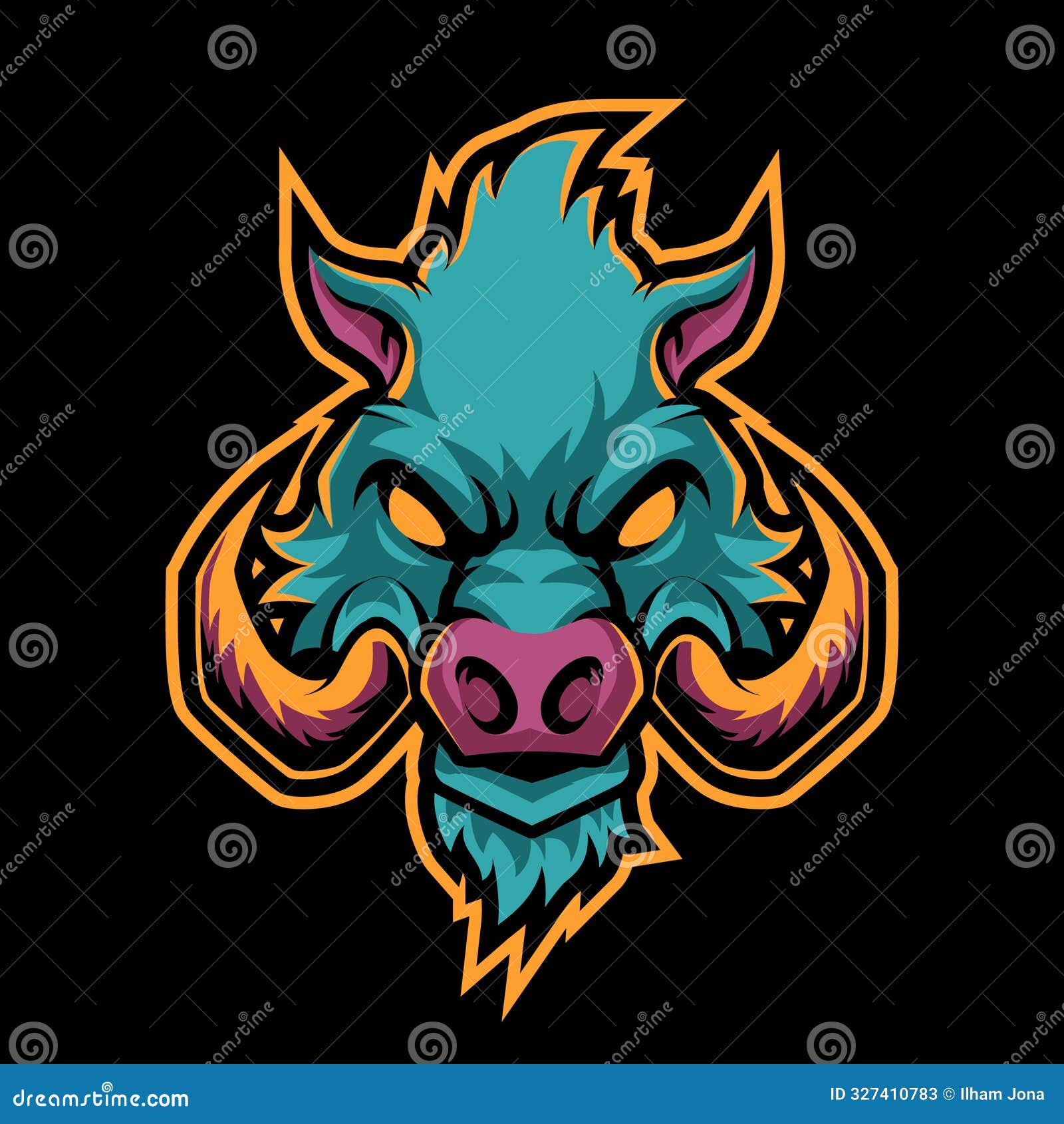 Vector of Angry Wild Boar Head Mascot Stock Vector - Illustration of ...