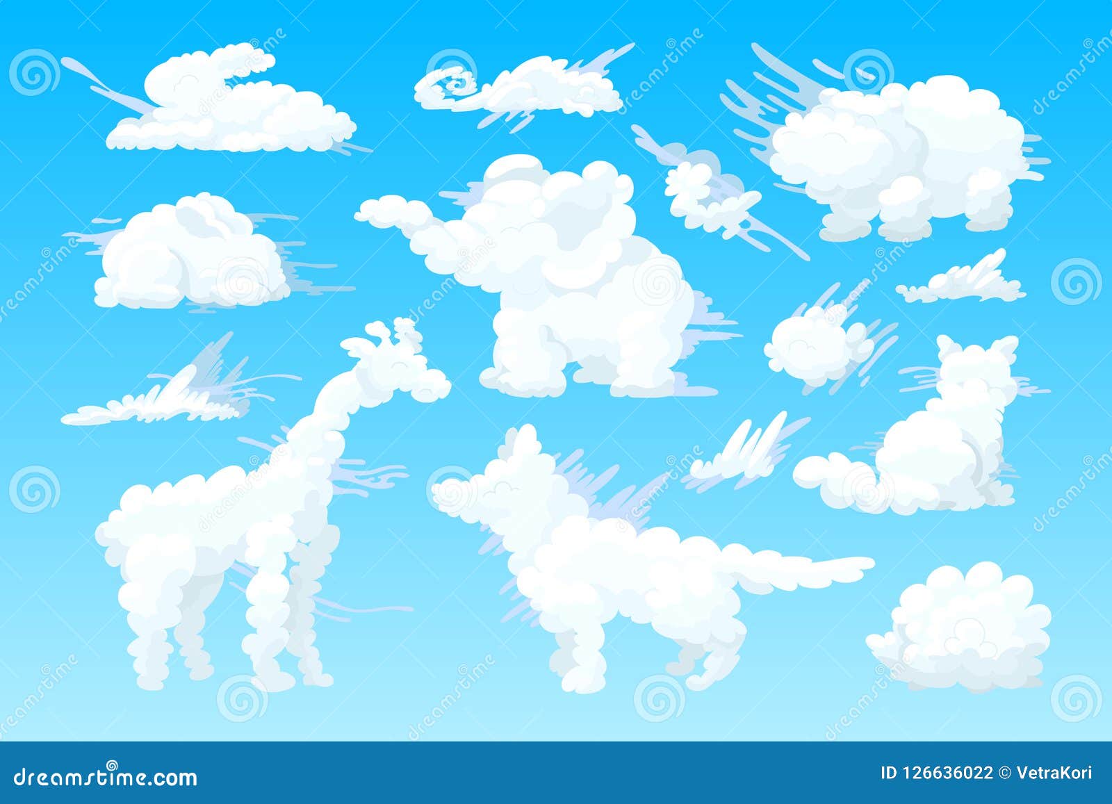 Vector Animal Shaped Cloud Set Stock Vector - Illustration of funny ...