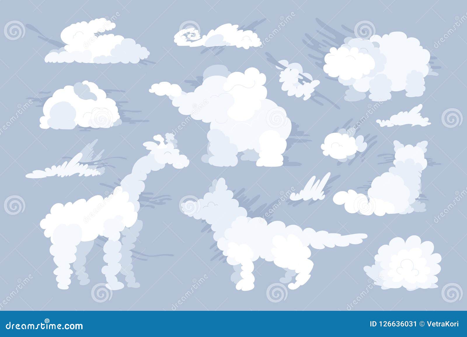 Vector Animal Shaped Cloud Set Stock Vector - Illustration of cloudy ...