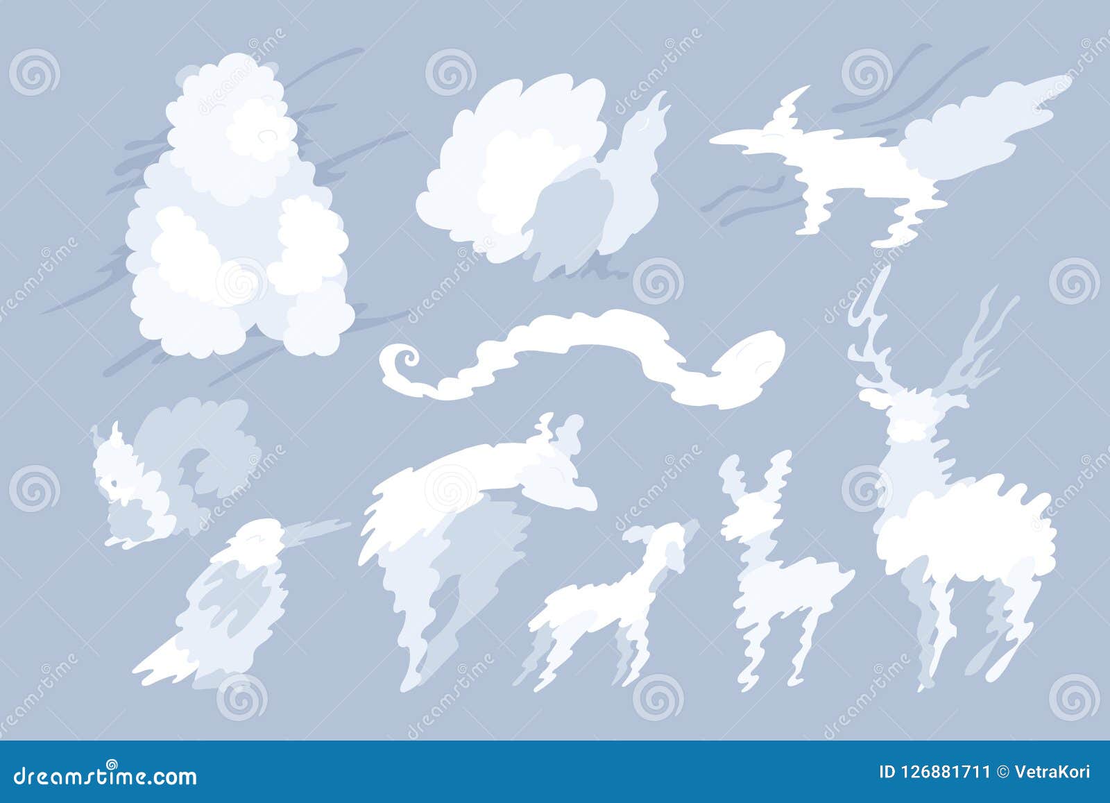 Vector Animal Shaped Cloud Set Stock Vector - Illustration of bird ...