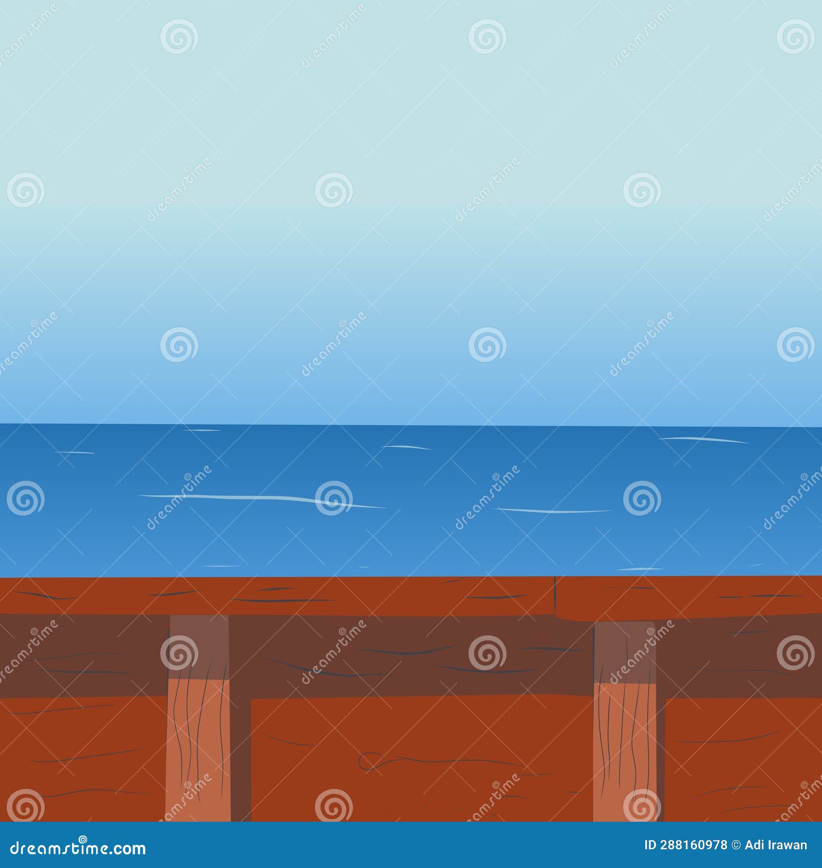 Vector Animated Wooden Divider with Ocean View Stock Vector ...